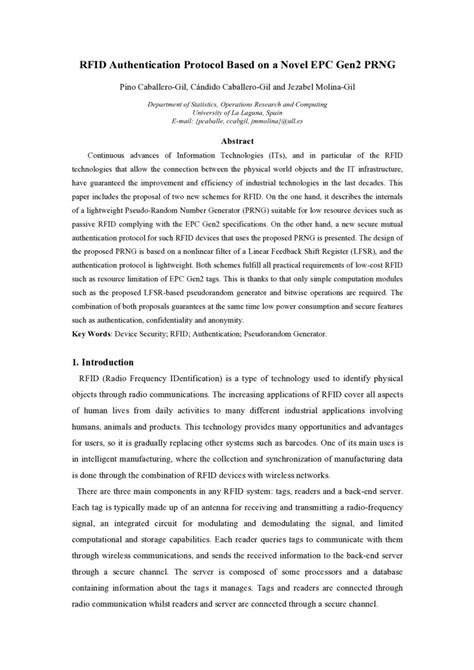 Rfid Authentication Protocol Based On A Novel Epc Gen2 Prng Deepai