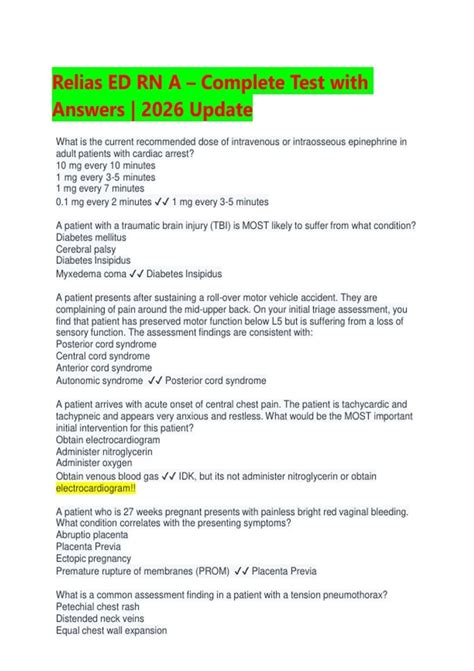 Relias Ed Rn A Complete Test With Answers 2026 Update Relias Ed