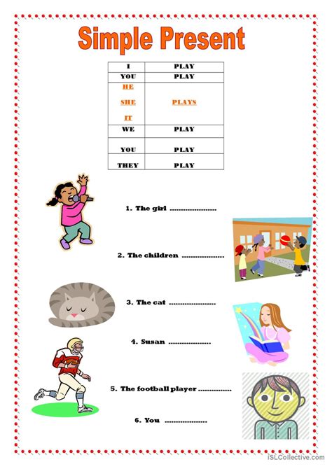 Present Simple Worksheet 7 класс