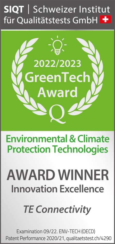 Te Connectivity Honored For Sustainable Technology Innovations In Energy Industrial And