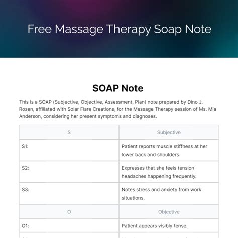 Soap Note Template Massage Therapy At Karla Trent Blog