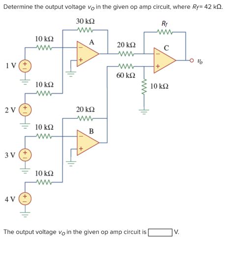 Solved Determine The Output Voltage Vo In ﻿the Given Op ﻿amp
