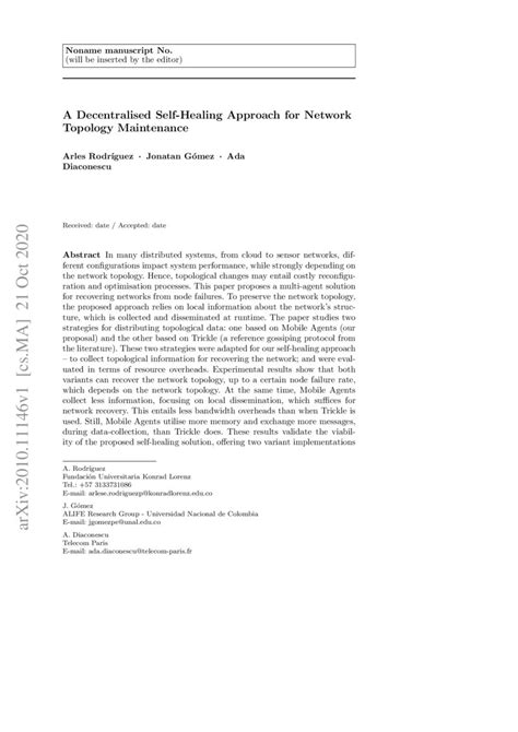 A Decentralised Self Healing Approach For Network Topology Maintenance Deepai