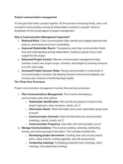 It Project Management Project Communication Management Pdf Communication Project Management