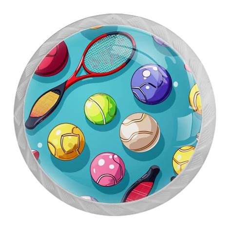 Drawer Knobs Decorative Kitchen Knob Set Of 4 Colored Tennis Racket