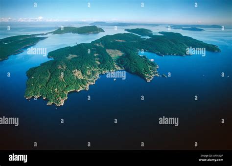 Gulf Islands Pender Island Aerial Mayne Top Left Saturna Top Center