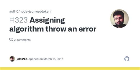 Assigning Algorithm Throw An Error Issue 323 Auth0 Node