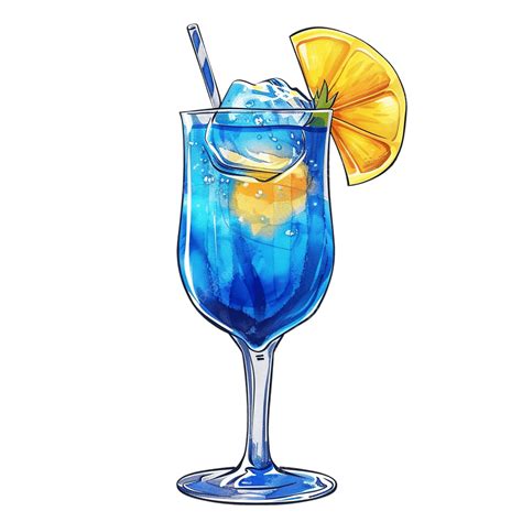 Vector Of A Club Alcoholic Cocktail Blue Lagoon Cocktail Drink