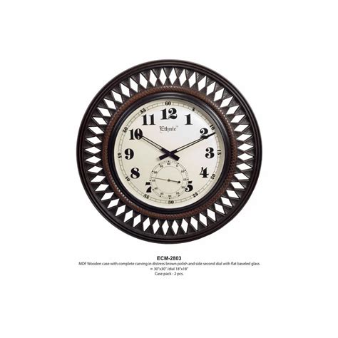 Wood Antique Colorful Polish Analog Wall Clock Ecm 2805 At Best Price