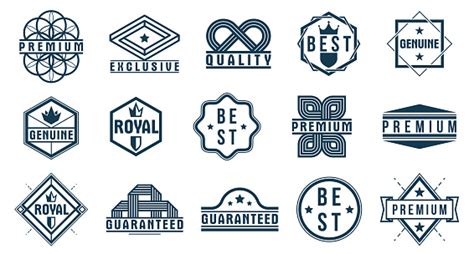 다양한 제품 및 비즈니스용 배지 및 로고 컬렉션 흑백 프리미엄 최고 품질의 벡터 엠블럼 세트 클래식 그래픽 디자인 요소 휘장 및 어워드 1에 대한 스톡 벡터 아트 및 기타