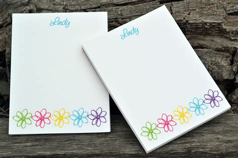 Personalized Notepads Flower Design Notepads Personalized