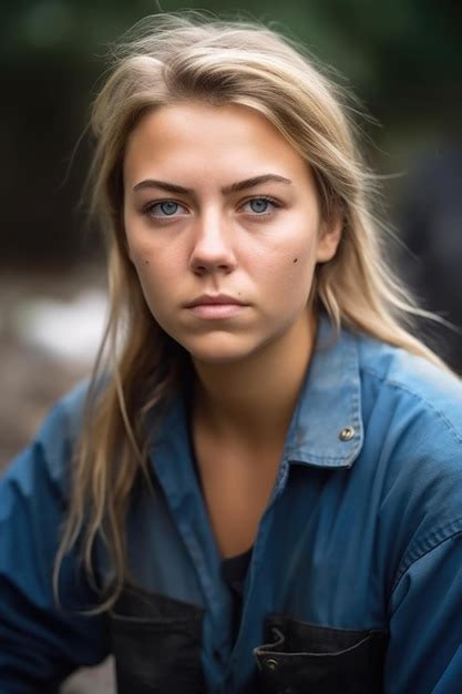 Portrait Of A Young Woman Completing Community Service Work Premium