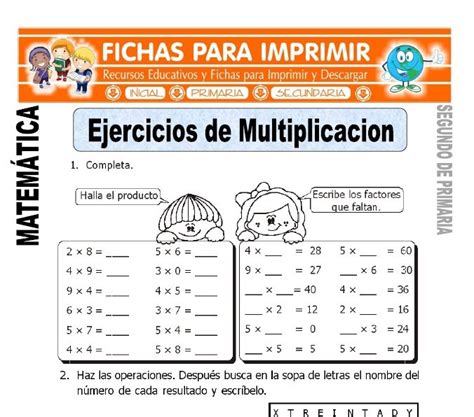 Ejercicios De Multiplicación Para Segundo De Primaria Fichas Gratis