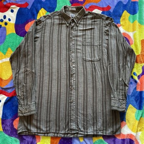 Vintage 90s Vertical Stripes Button Up Shirt Mens Xl Tall Grunge Gray