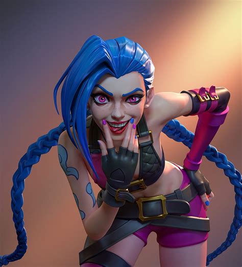 Jinx Electric Blue Magenta League Of Legends Videogame Arcane Hd