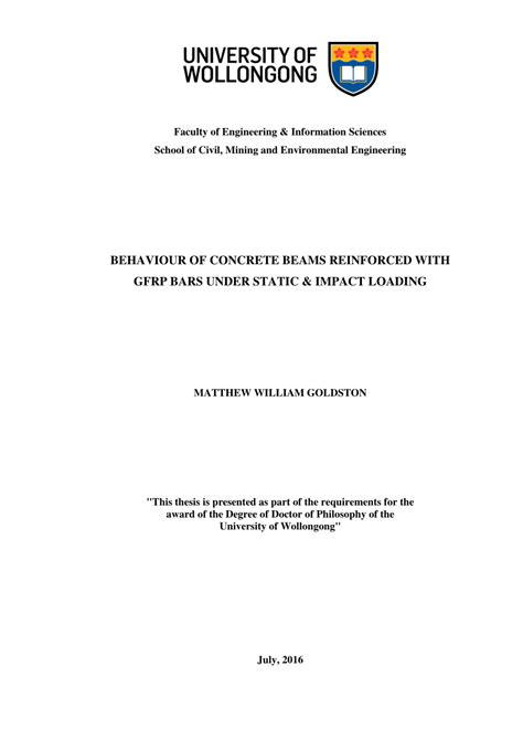Pdf Behaviour Of Concrete Beams Reinforced With Gfrp Bars Under Static And Impact Loading