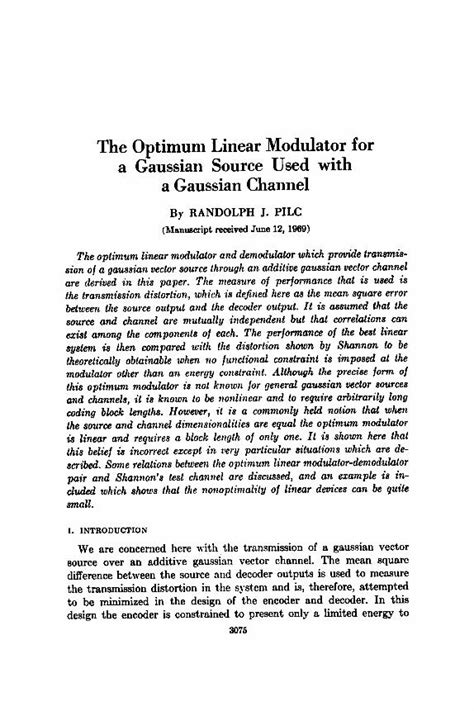 Pdf The Optimum Linear Modulator For A Gaussian Source Used With A