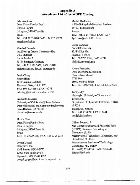 Appendix A Attendance List Of The Wofe Meeting Ieee Conference Publication Ieee Xplore