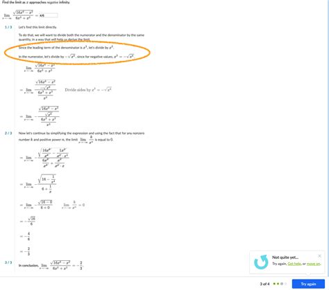 Factoring Calculus 1 Limits At Negative Infinity Of Quotients With Square Root Why Introduce
