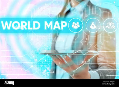 Conceptual Hand Writing Showing World Map Concept Meaning A Diagrammatic Representation Of The