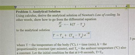 Solved Problem Analytical Solution Using Calculus Derive Chegg Com
