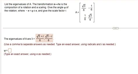 Solved List The Eigenvalues Of A The Transformation X Ax Is The