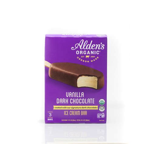 Aldens Organic Vanilla Dark Chocolate Ice Cream Bars 3 89ml
