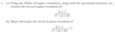 solved a using the tables of laplace transforms along