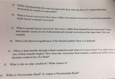 Solved A Define Incompressible Flow And Incompressible
