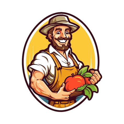 персонаж фермера талисман иллюстрация мультфильма с белым фоном Премиум Ai сгенерированный вектор