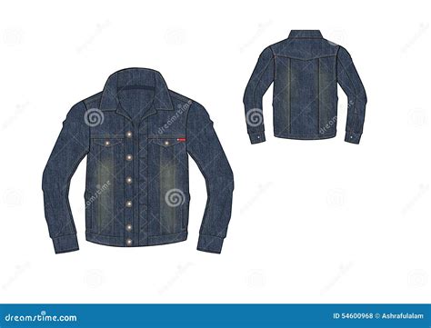 Template Of Man Denim Front Button Jacket Design Stock Illustration