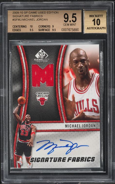 2009 Sp Game Used Edition Michael Jordan Patch Auto Sfmj Bgs 95 Gem