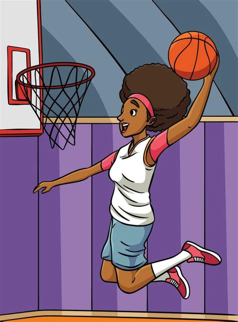 Basketball Girl Slam Dunk Colored Cartoon 34812194 Vector Art At Vecteezy