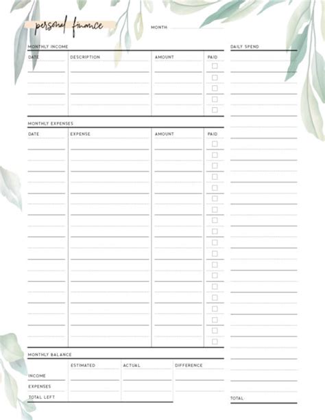Printable Personal Balance Sheet Template World Of Printables