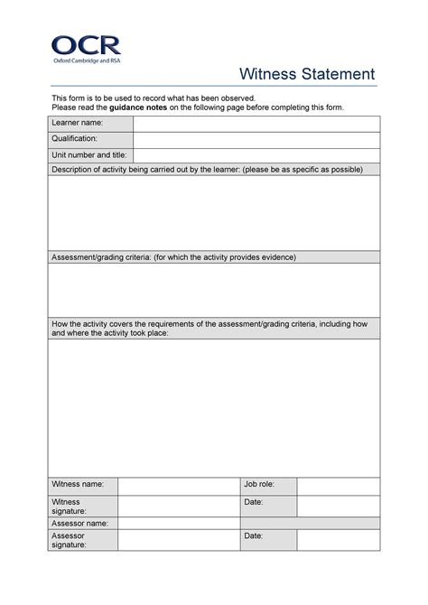 50 Professional Witness Statement Forms And Templates Templatelab