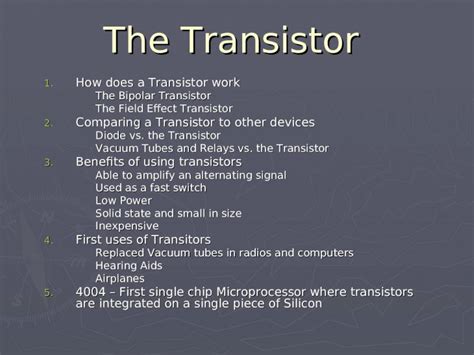 PPT The Transistor 1 How Does A Transistor Work The Bipolar Transistor The Field Effect