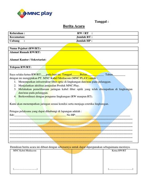 Form Ba Permit Ba Approved And Persetujuan Rw Rw Ftth Pdf