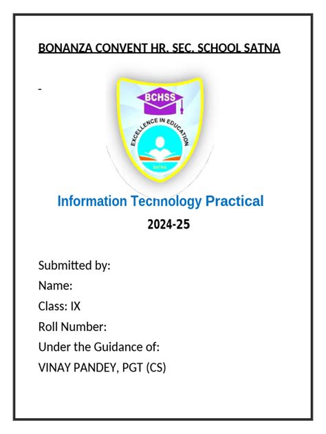 Front Page For Practical Class 9 Pdf