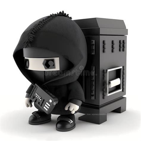 Tiny Hacker Bank Robbery Character Generative Ai Stock Illustration