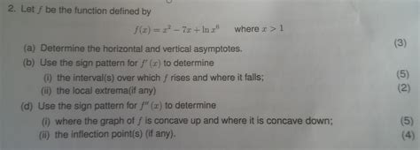 Solved 2 Let F Be The Function Defined By Fx X2 7x