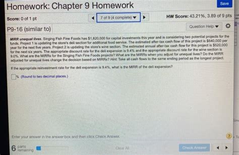 Solved Save Homework Chapter 9 Homework Score 0 Of 1 Pt 7