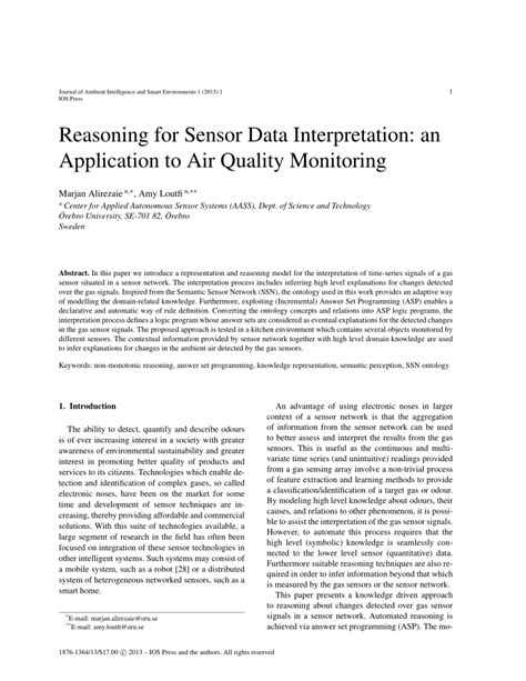 Pdf Reasoning For Sensor Data Interpretation An Application To Air