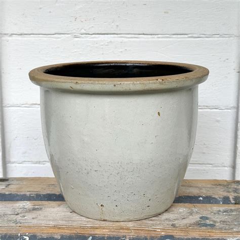 Antique Crock ~ Stoneware Planter Pot With Great Patina ~ Indoor
