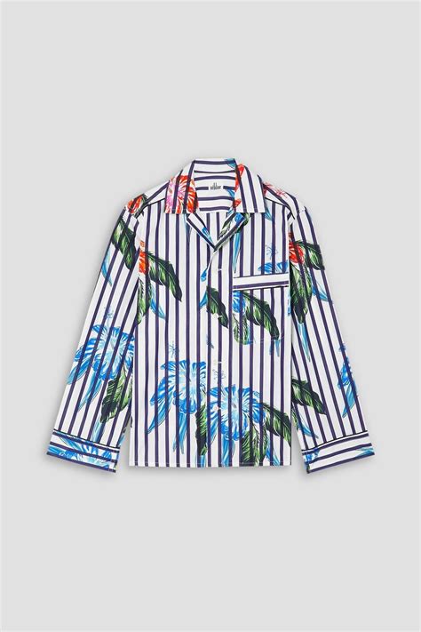 SÉbline 스트라이프 플로럴 프린트 코튼 포플린 셔츠 최대 70 세일 The Outnet