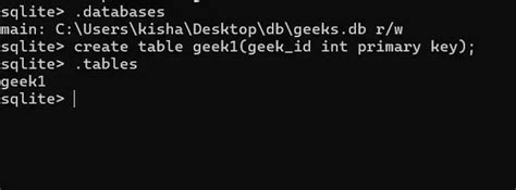 How To List The Tables In A Sqlite Database File Geeksforgeeks
