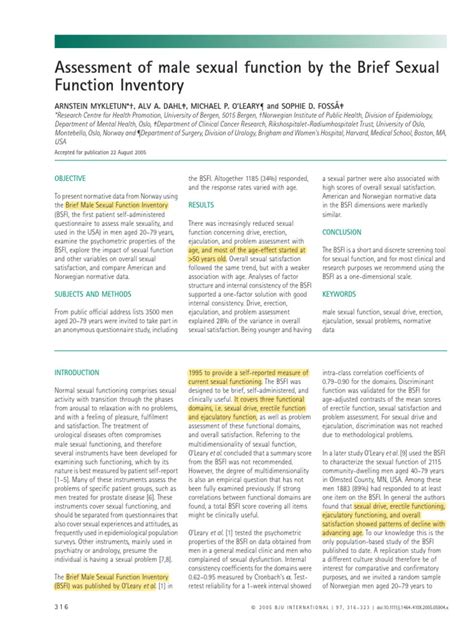 Assessment Of Male Sexual Function By The Brief Sexual Function