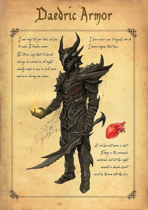 Elder Scrolls Skyrim Daedric Armor Boceto Firmado Impresión Artística