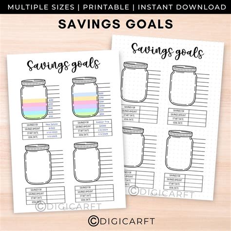 Savings Goal Tracker Printablefinancial Goal Setting Journalsavings