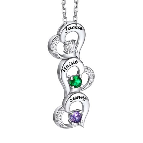 Personalized Multiple Birthstone Necklace With Names Birthstones