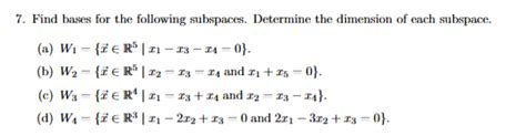 Solved Find Bases For The Following Subspaces Determine The